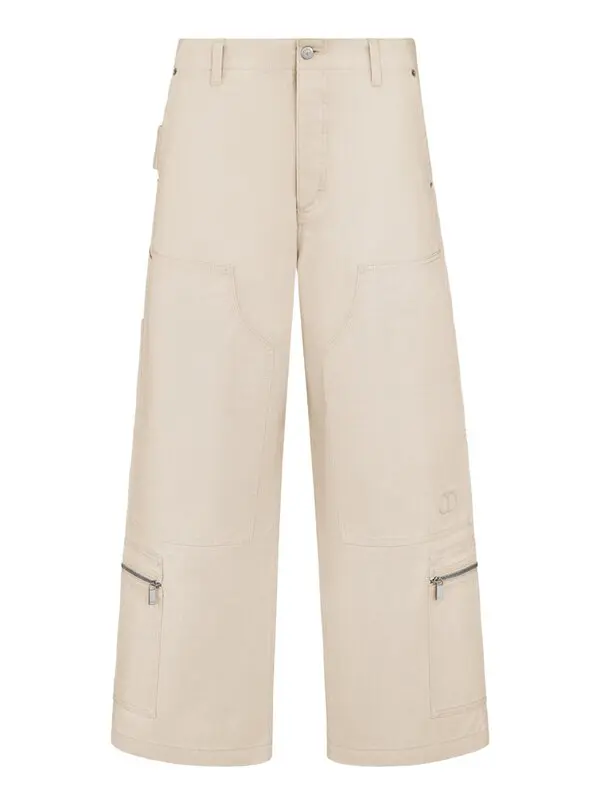 Dior Logo Patch Wide Leg Trousers - White