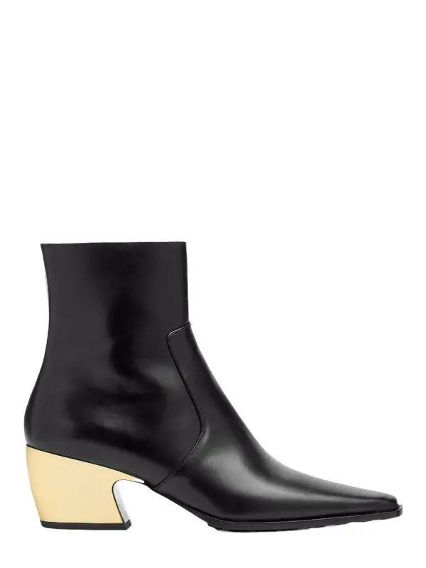 Bottega Veneta Tex Ankle Boots With Galvanized Heel - Black