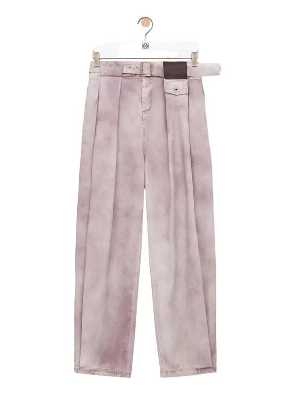 Loewe Wide-leg Mid-rise Belted Jeans - Pink