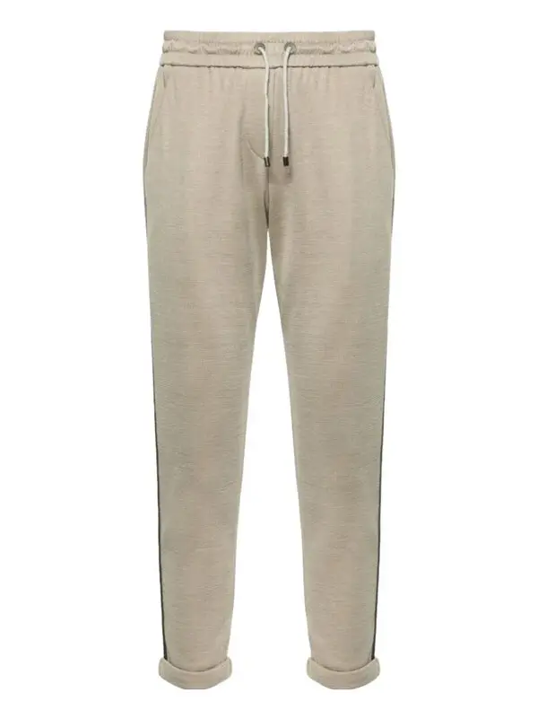 Brunello Cucinelli Drawstring Track Pants With Beaded Trim - Green