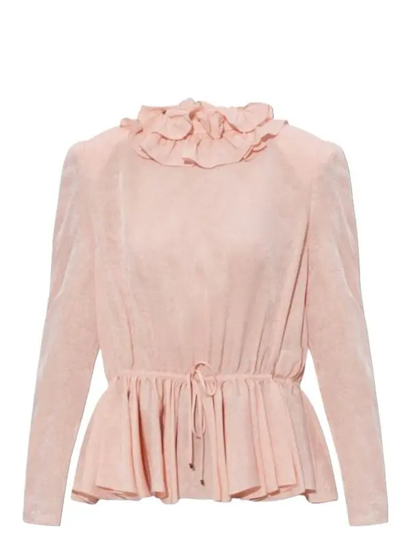 Chloé Ruffle Detailed Drawstring Top - Pink