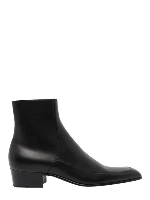 Saint Laurent Square Toe Zip-up Ankle Boots - Black
