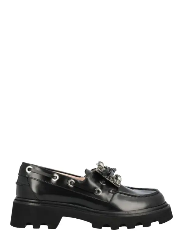 ROGER VIVIER Embellished Boat Loafers - Black