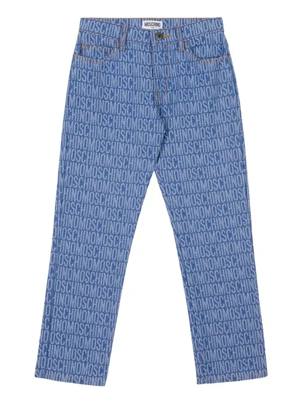 Moschino Monogram Jacquard Straight Leg Jeans - Blue