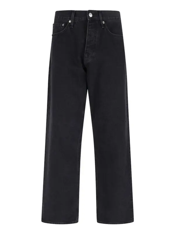 SUNFLOWER Logo Patch Wide-leg Jeans - Black Washed