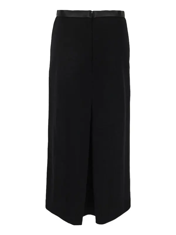 Saint Laurent Slit Detailed Belted Skirt - Black