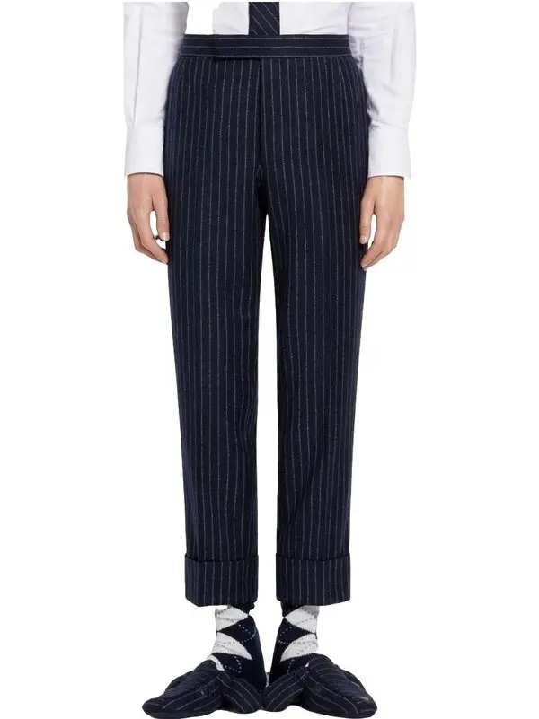 Thom Browne Chalk-stripe Flannel Trousers - Navy Blue