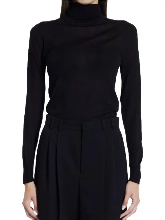 Saint Laurent Cassandre Turtleneck Long-sleeved Jumper - Black