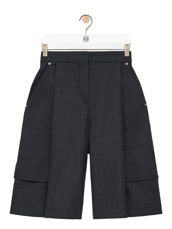 Loewe Check-pattern Cargo Knee-length Shorts - Dark Gray