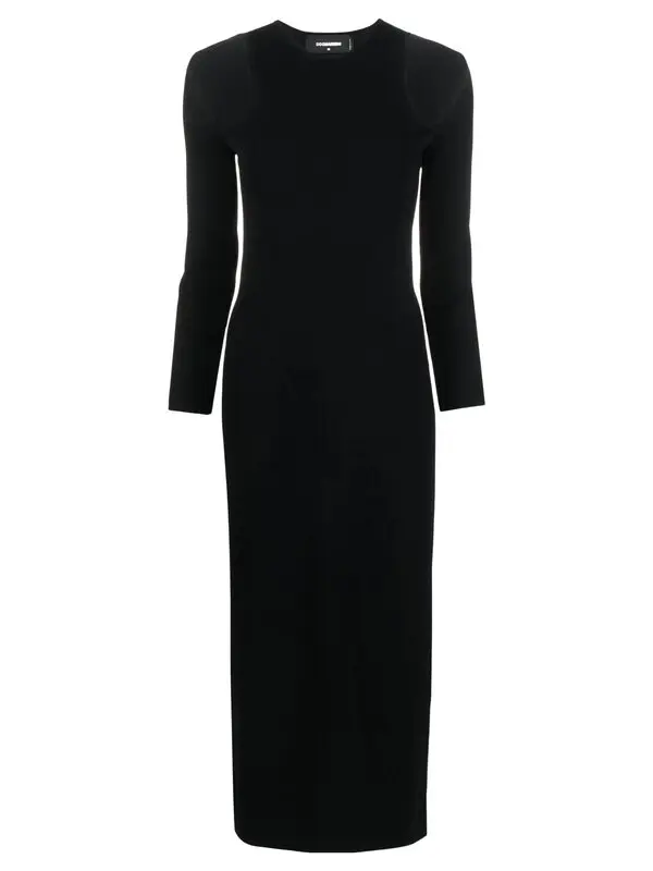 Dsquared2 Ribbed Knit Cut-out Midi Dress - Black