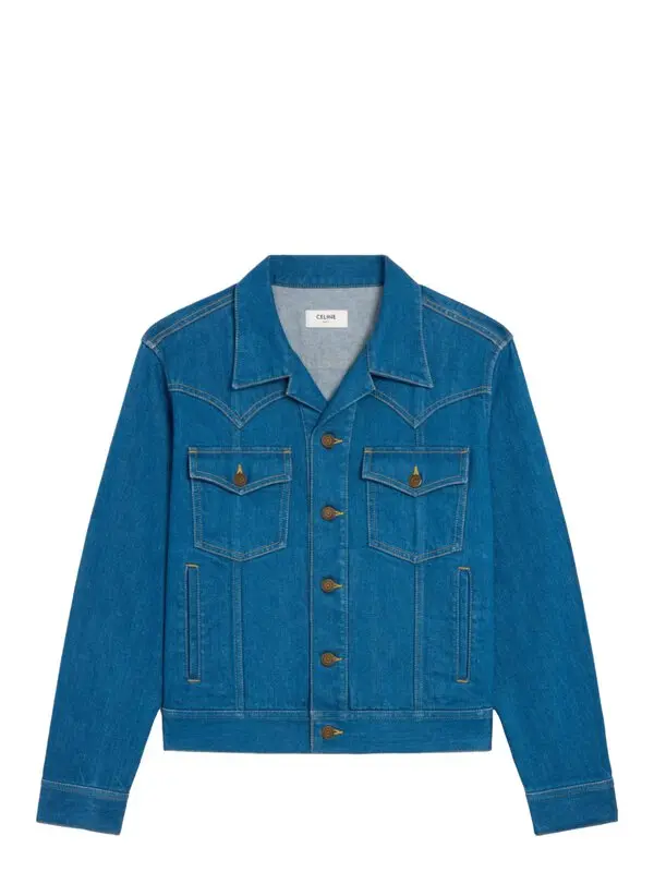 Celine Trucker Jacket In Cotton Denim - Blue
