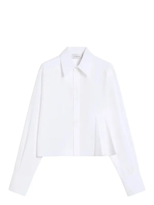 Sportmax Certo Cropped Cotton Poplin Shirt - Optical White