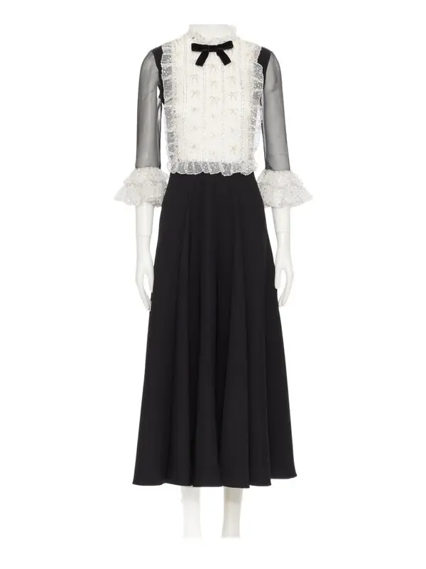 Valentino Garavani Long Sleeve Dress With Bow Detail - Black