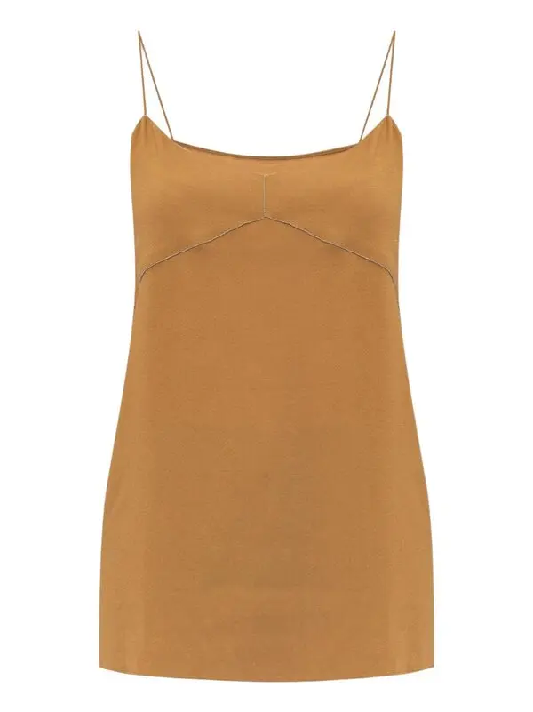 Fabiana Filippi Slim Strappy Top With Diamond Thread Detail - Brown