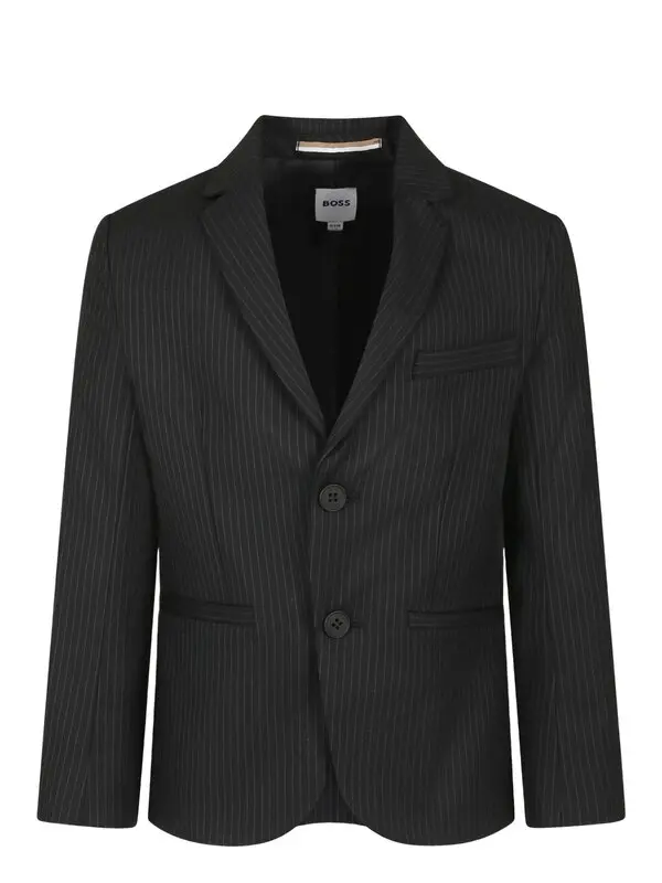 Hugo Boss Single-breasted Striped Blazer - Black
