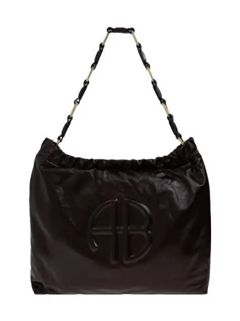 ANINE BING Chain Logo Shoulder Bag - Bordeaux