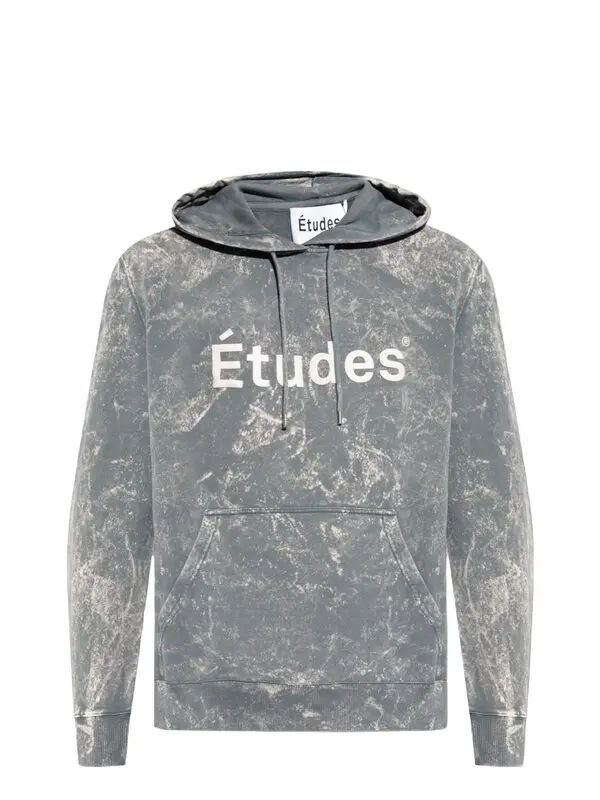 ETUDES Logo Print Hooded Sweatshirt - Gray