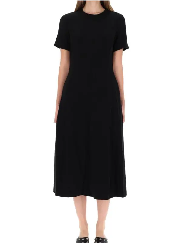 Theory Crepe Flared Hem Midi Dress - Black