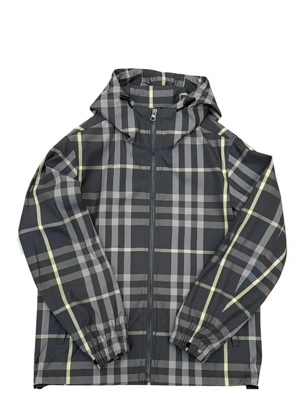 Burberry Checked Hooded Jacket - Black