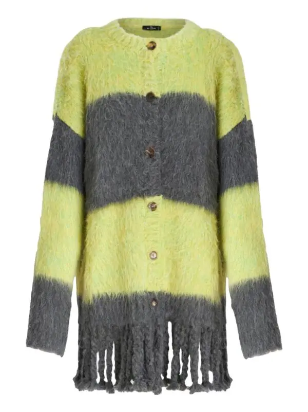 Etro Crewneck Long-sleeved Cardigan With Tassel Detail - Black
