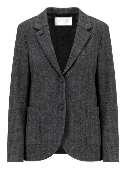 Harris Wharf London Herringbone Two-button Blazer - Salt  Pepper Herringbone