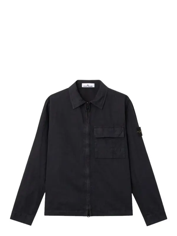 Stone Island Logo Patch Pocket Detail Shirt - Blue