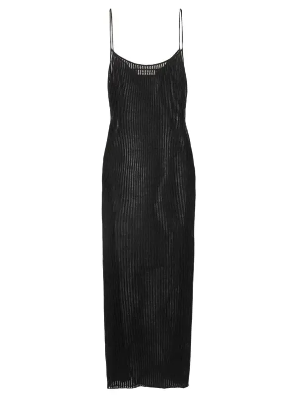 THE FRANKIE SHOP Sienna Sheer Ribbed Linen Dress - Black