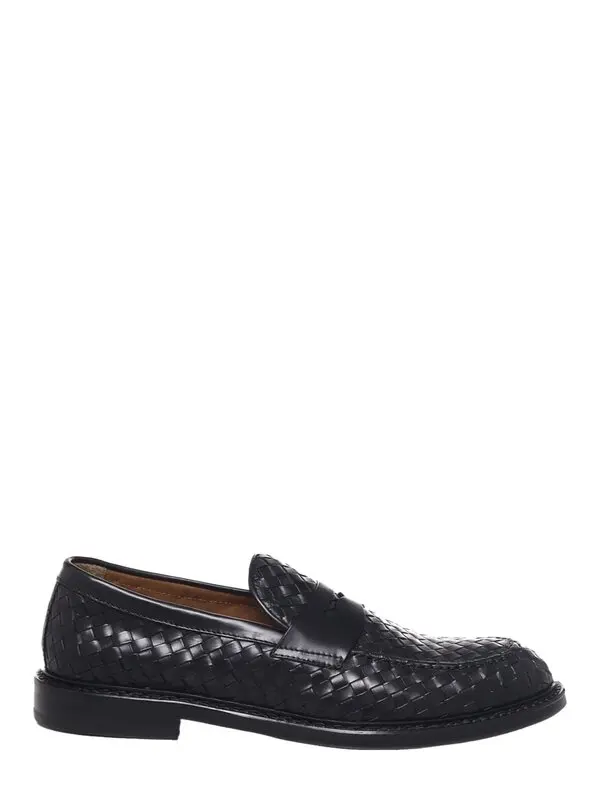 DOUCAL'S Woven Penny Loafers - Black