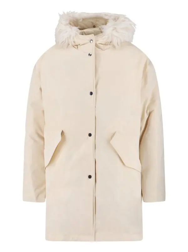 JIL SANDER Hooded Jacket With Faux Fur Trim - Nude