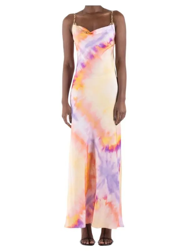 Rabanne Printed Satin Maxi Dress - Nude