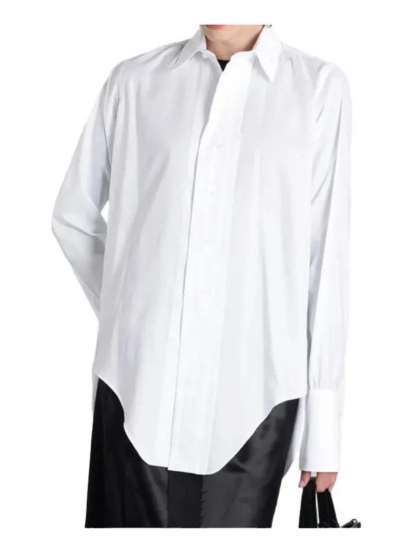 MAISON MARGIELA Curved Hem Long Sleeve Shirt - White