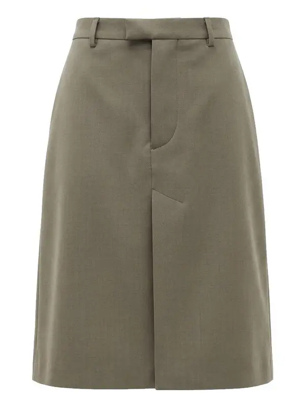 Gucci Belted A-line Skirt With Front Slit - Green