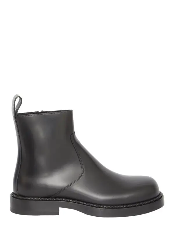 Bottega Veneta Leather Zip Up Ankle Boots - Black