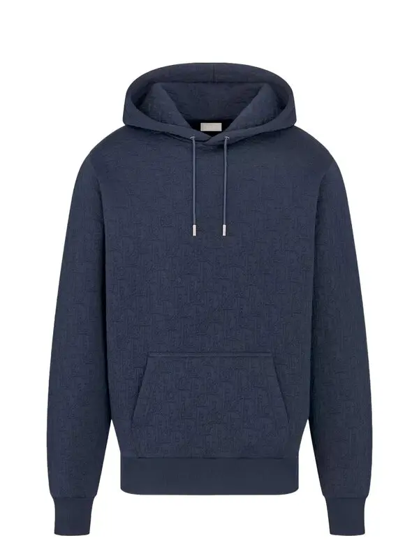 Dior Monogrammed Quilted Drawstring Hoodie - Navy Blue