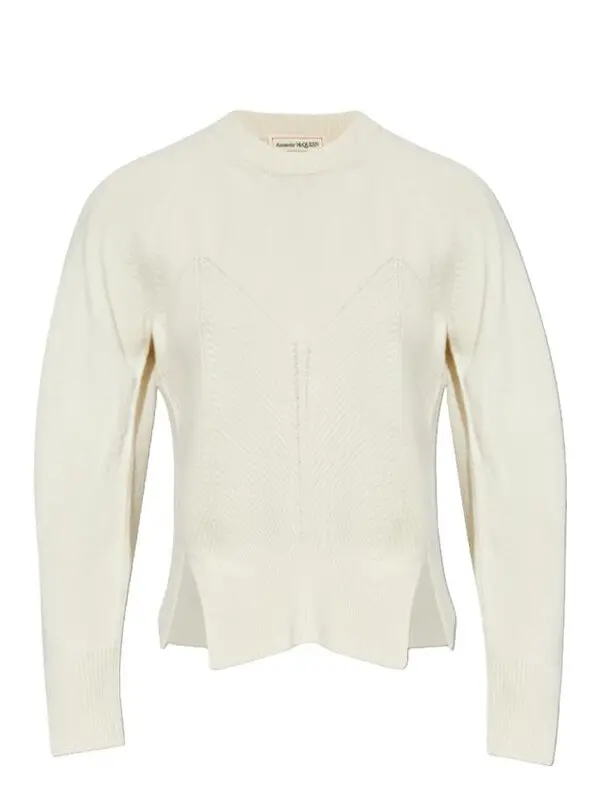 Alexander McQueen Chevron Corset Crewneck Jumper - White