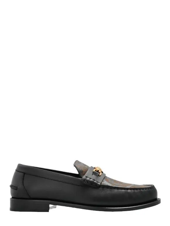 Versace Medusa Head Leather Loafers - Brown