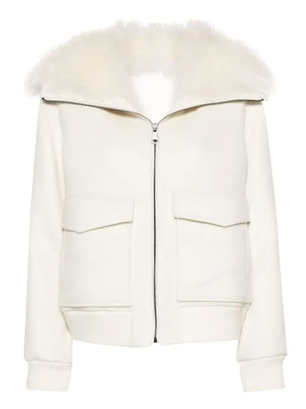 LISKA Long-sleeved Casual Jacket With Fur Collar - White