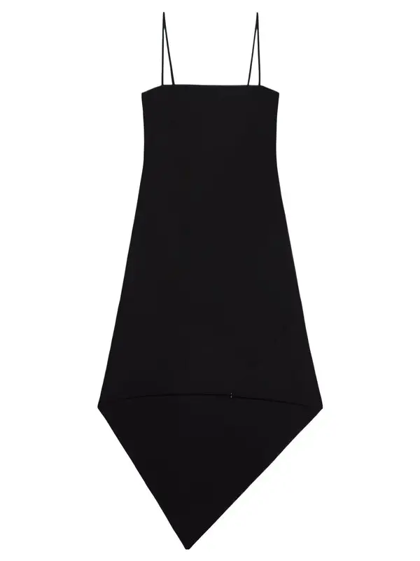 Helmut Lang Square Neck Asymmetric Hem Midi Dress - Black