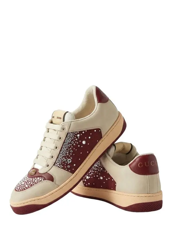 Gucci Embellished Screener Sneakers - Ivory