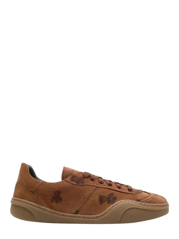Acne Studios Calfskin Leather Lace-up Sneakers With Teddy Bear Print - Brown