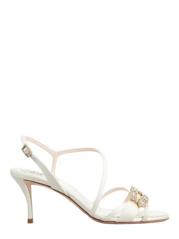 ROGER VIVIER Crystal Embellished Strap Sandals - Off White