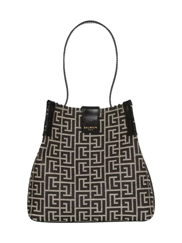 Balmain Jacquard Release Bucket Bag - Black