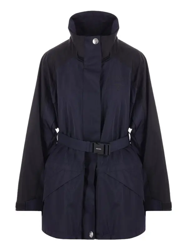 Prada Logo-print Tech-canvas Coat - Blue / Black