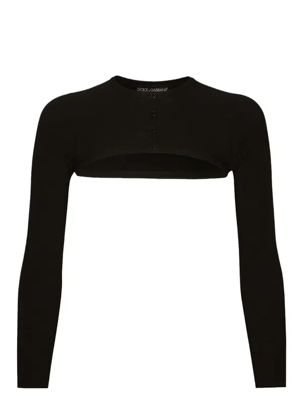 Dolce & Gabbana Cropped Crewneck Cardigan - Black