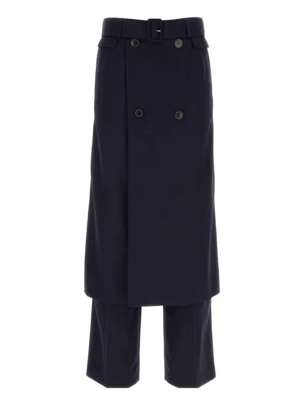 Dries Van Noten Navy Blue Stitched Casual Pants - Black