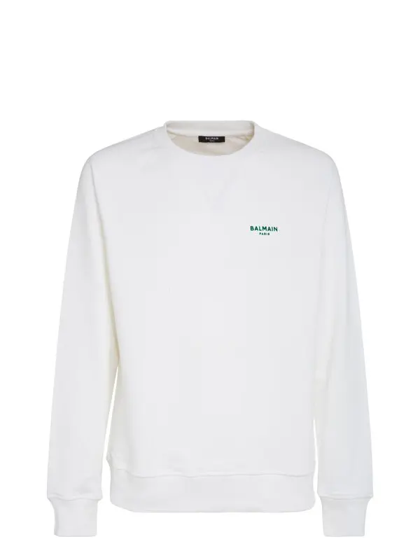 Balmain Logo Printed Crewneck Sweatshirt - White