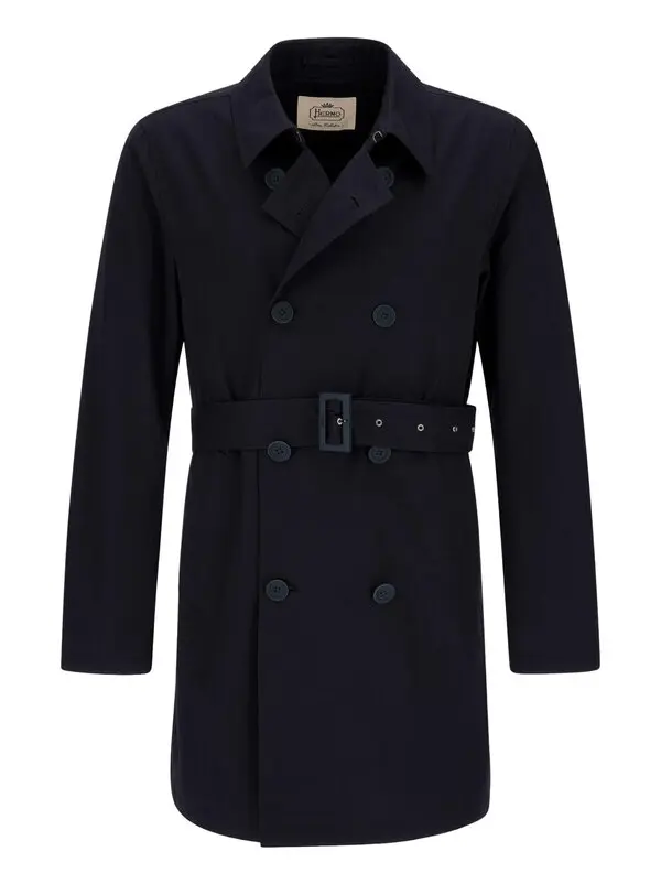 Herno Double-breasted Belted Trench Coat - Black