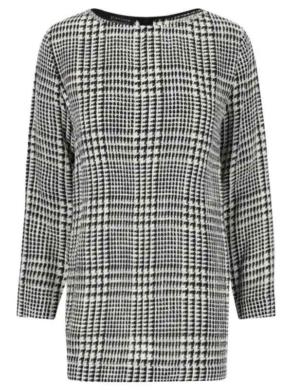GIANLUCA CAPANNOLO Houndstooth Pattern Shift Dress - Gray
