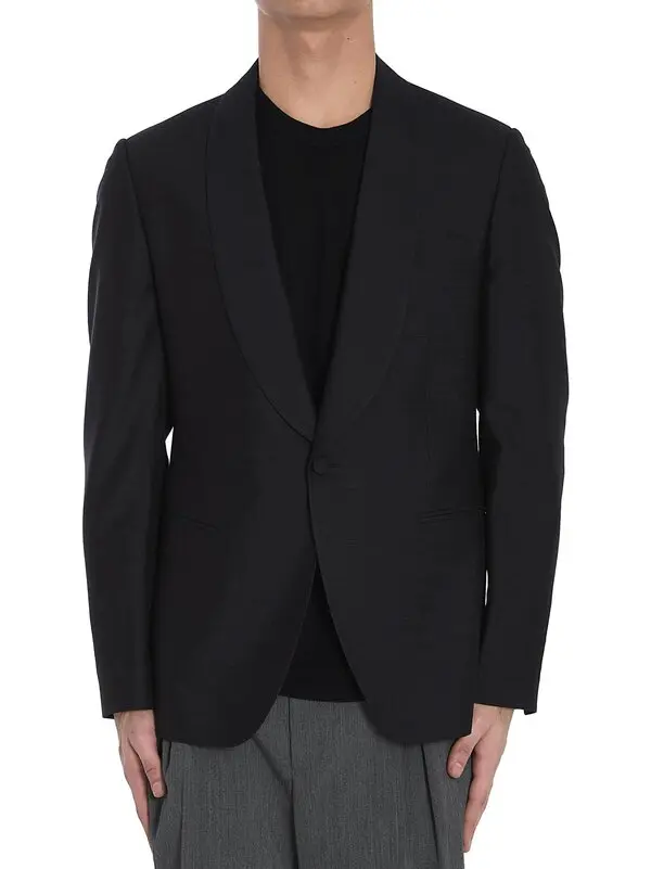 LARDINI Shawl-collar Single-breasted Blazer - Black