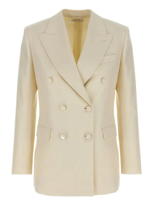 Brioni Double-breasted Blazer With Notched Lapel - White